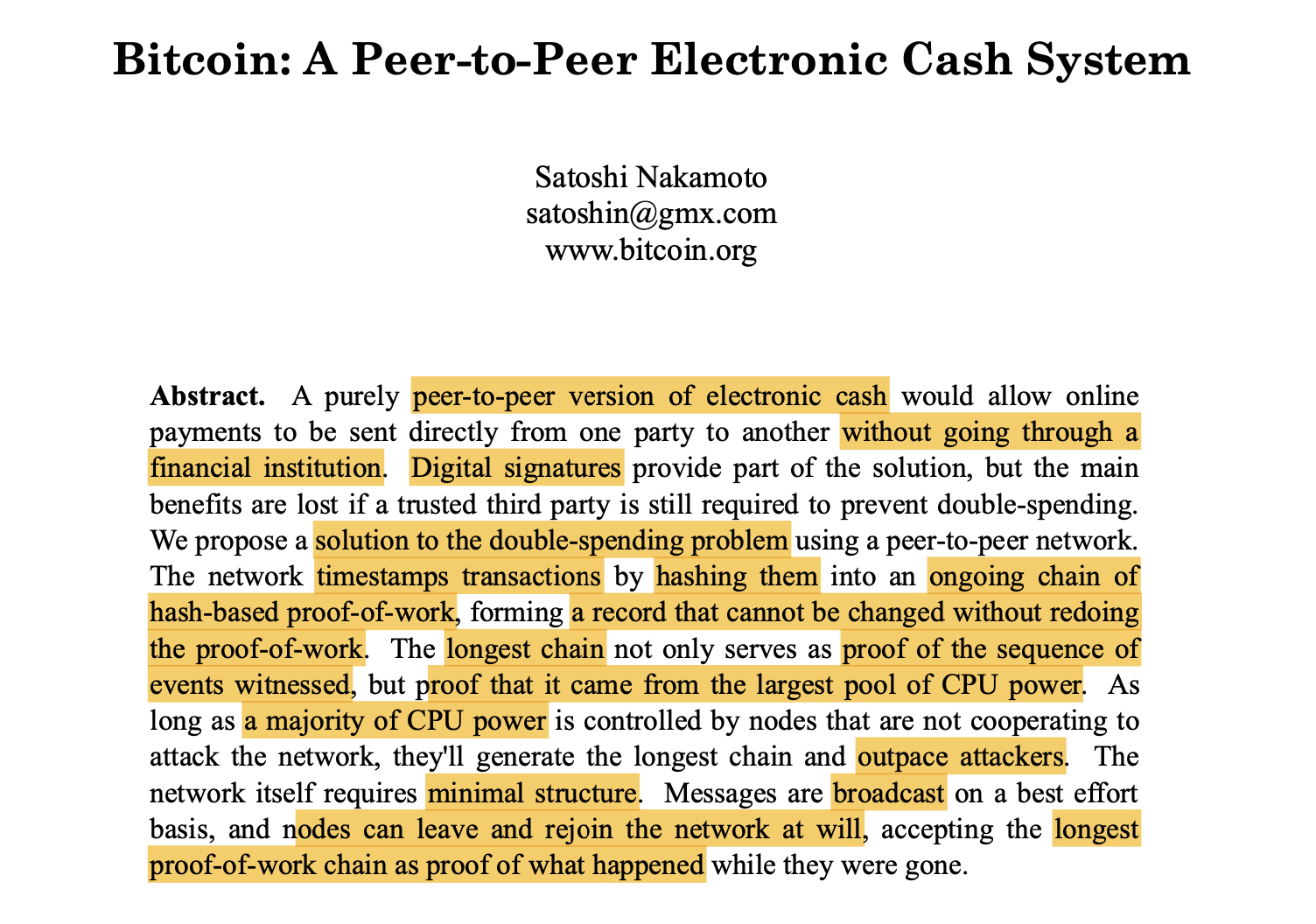 Bitcoin! Whitepaper Abstract. How Bitcoin Work? – Satoshi Speaks